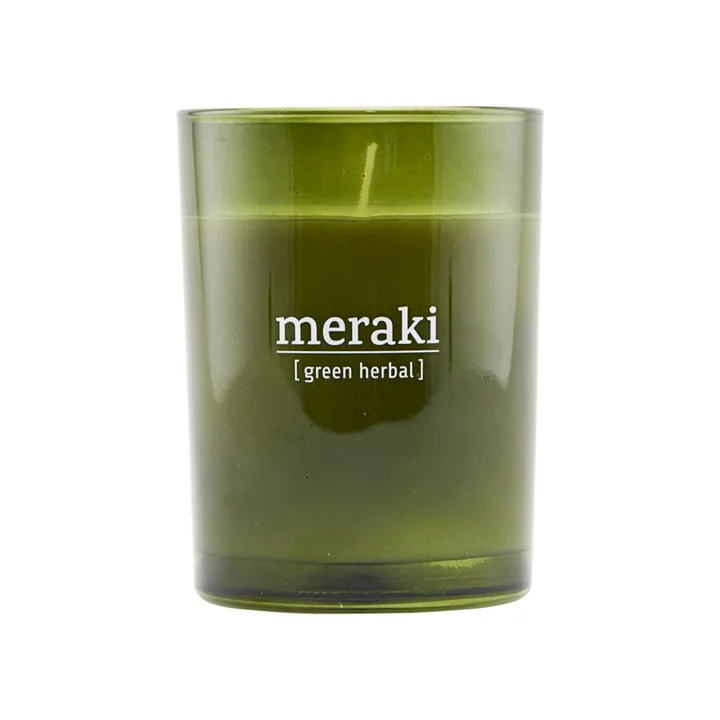 Vela perfumada Meraki vidrio verde 35 horas | Meraki | Tienda online